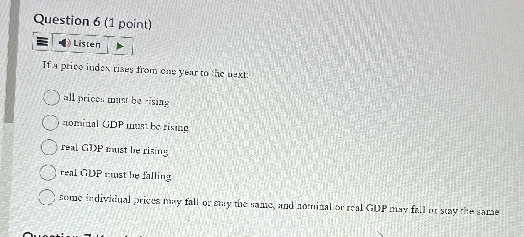 Solved Question 6 (1 ﻿point)ListenIf a price index rises | Chegg.com