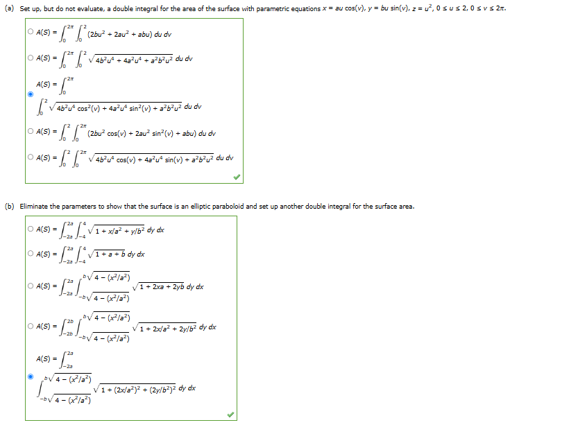 Solved (a) ﻿Set up, ﻿but do ﻿not evaluate, a double integral | Chegg.com