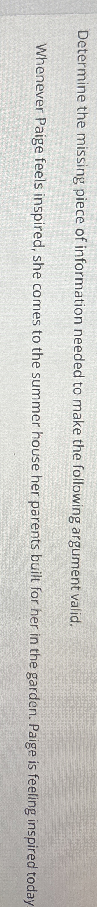 Solved Determine the missing piece of information needed to | Chegg.com