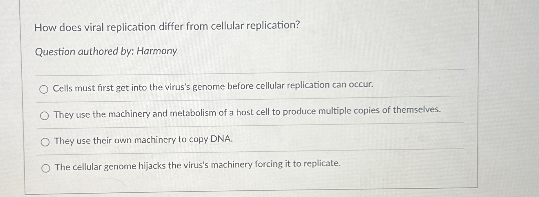 Solved How does viral replication differ from cellular | Chegg.com