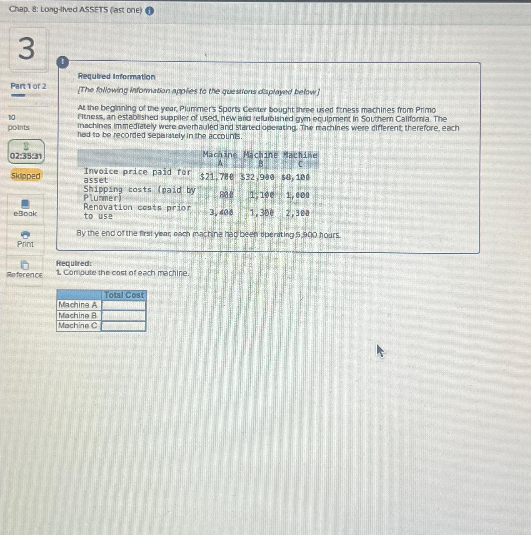 Solved Chap. 8: Long-lived ASSETS (last one) 63Part 1 ﻿of | Chegg.com