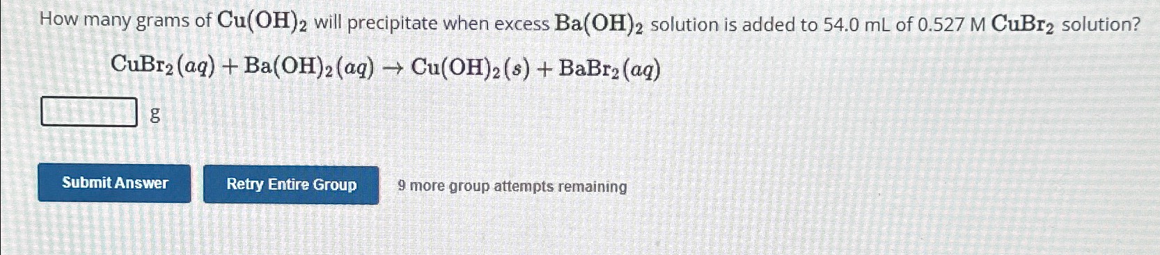 Solved How many grams of Cu(OH)2 ﻿will precipitate when | Chegg.com