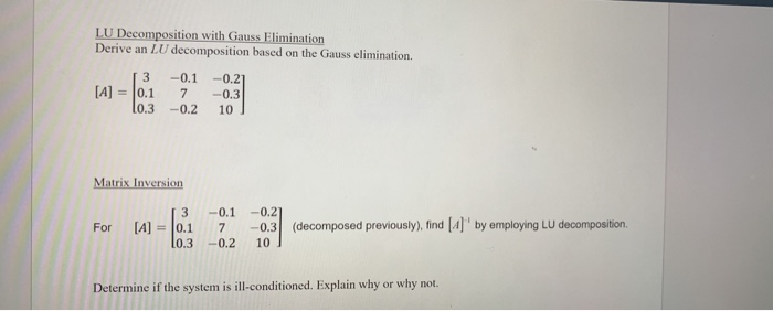 Solved LU Decomposition with Gauss Elimination Derive an LU | Chegg.com