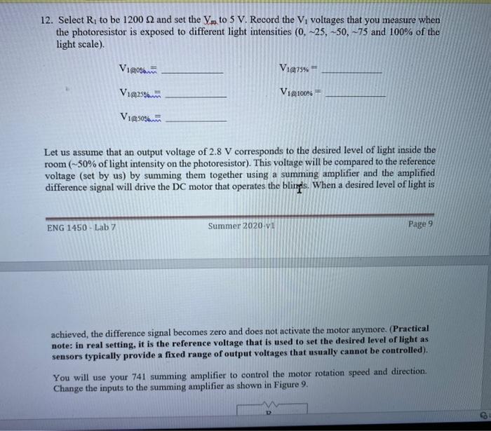 Part C: Automatic Light Level Control Circuit Imagine | Chegg.com