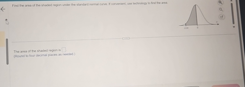 Solved Find the area of the shaded region under the standard | Chegg.com