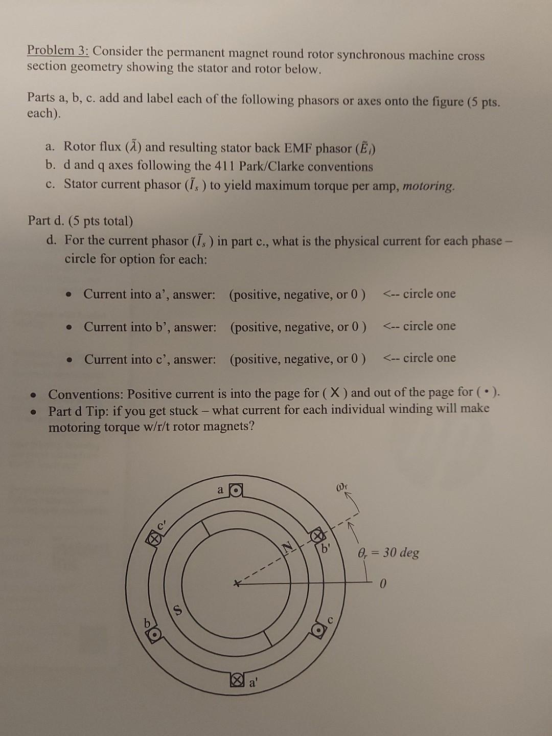 Solved Problem 3: Consider the permanent magnet round rotor | Chegg.com