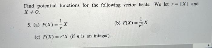 Solved Find potential functions for the following vector | Chegg.com