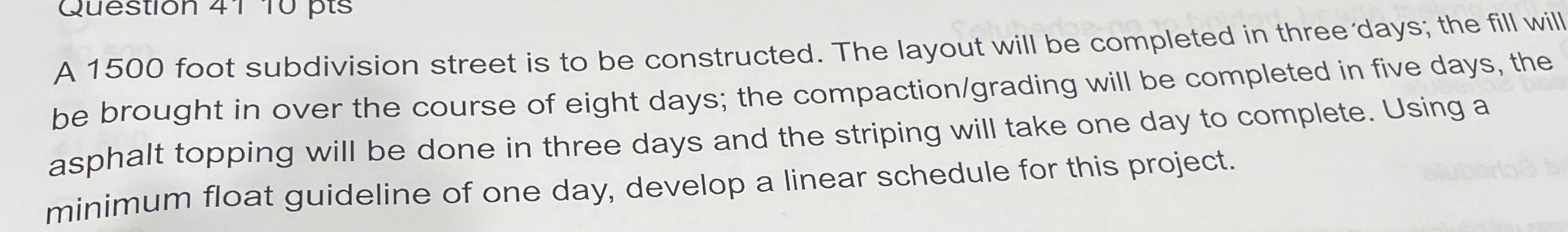 Solved A 1500 ﻿foot subdivision street is to be constructed. | Chegg.com
