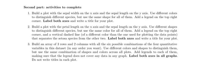 Solved Second part: activities to complete 1. Build a plot | Chegg.com