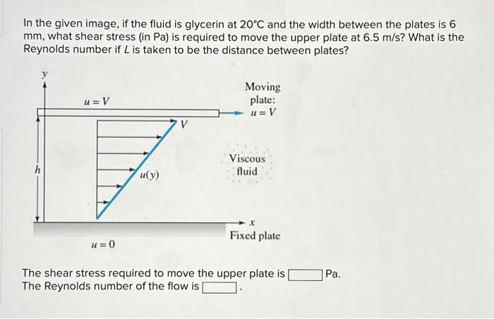 Solved In the given image, if the fluid is glycerin at 20∘C | Chegg.com