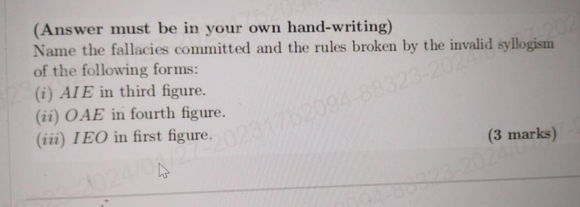 Solved (Answer must be in your own hand-writing)Name the | Chegg.com