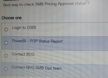 Solved Best way to check SMB Pricing Approval status ?Choose | Chegg.com
