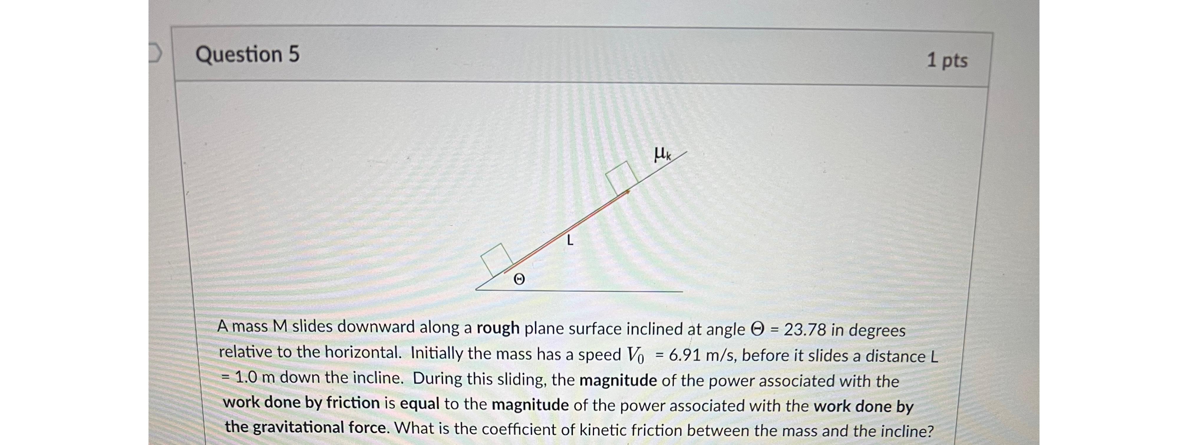 Solved Question 51 ﻿ptsA mass M ﻿slides downward along a | Chegg.com