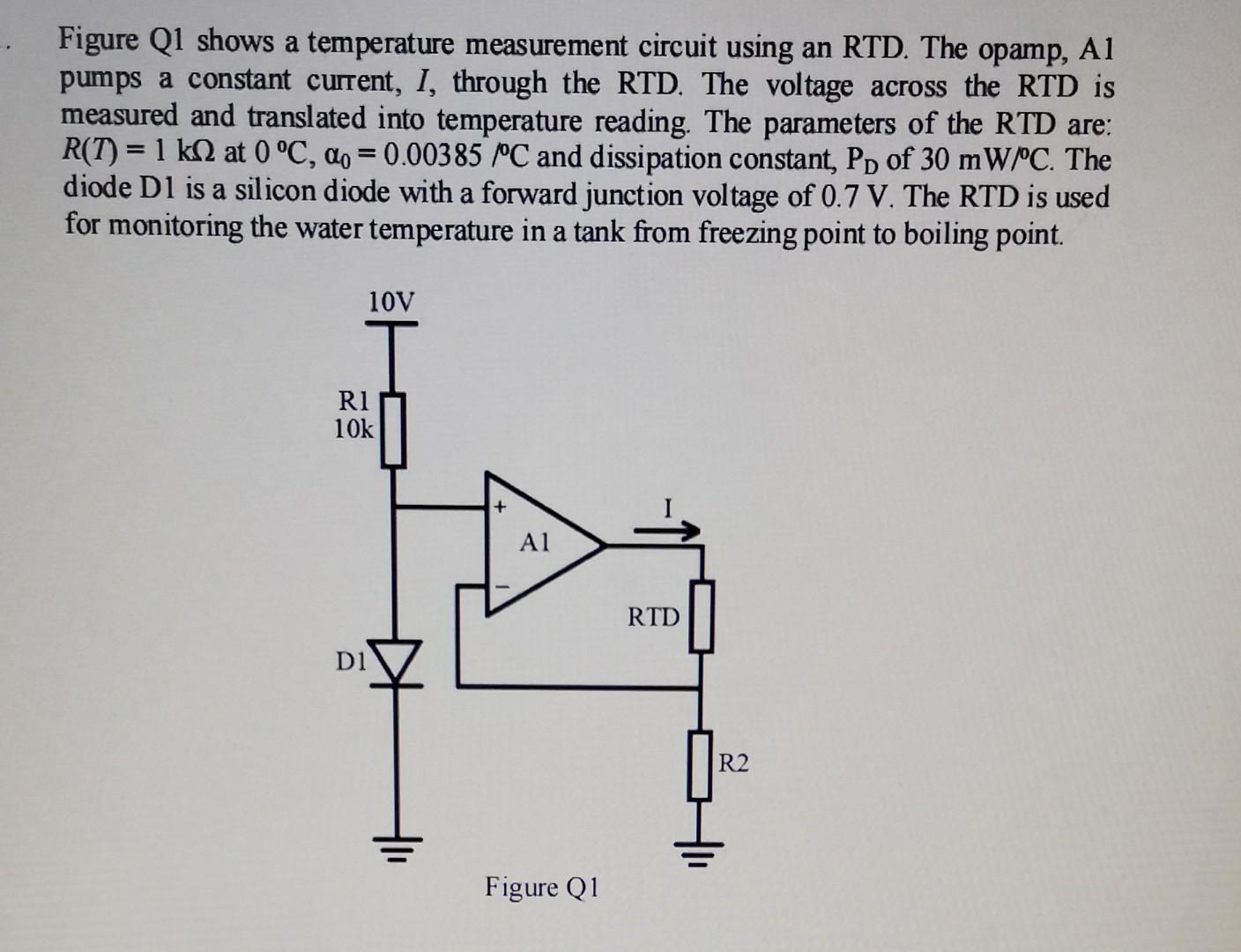 Solved Figure Q1 shows a temperature measurement circuit | Chegg.com
