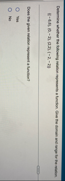 Solved Determine whether the following relation represents a | Chegg.com