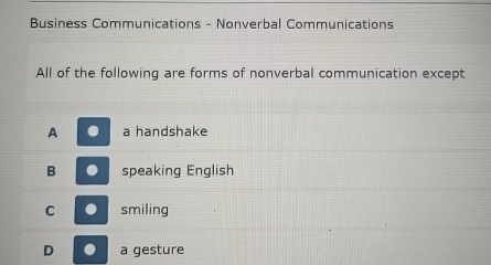 Solved Business Communications - ﻿Nonverbal | Chegg.com