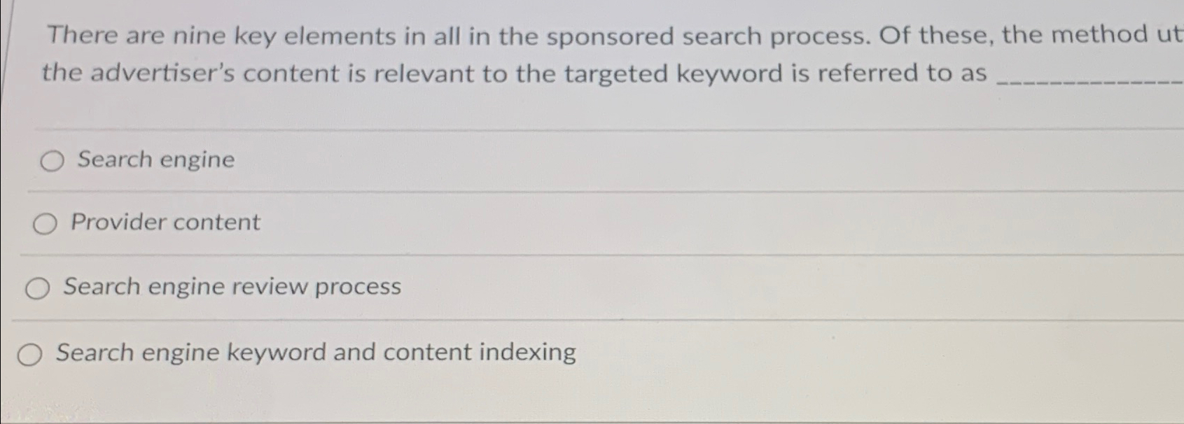 Solved There are nine key elements in all in the sponsored | Chegg.com