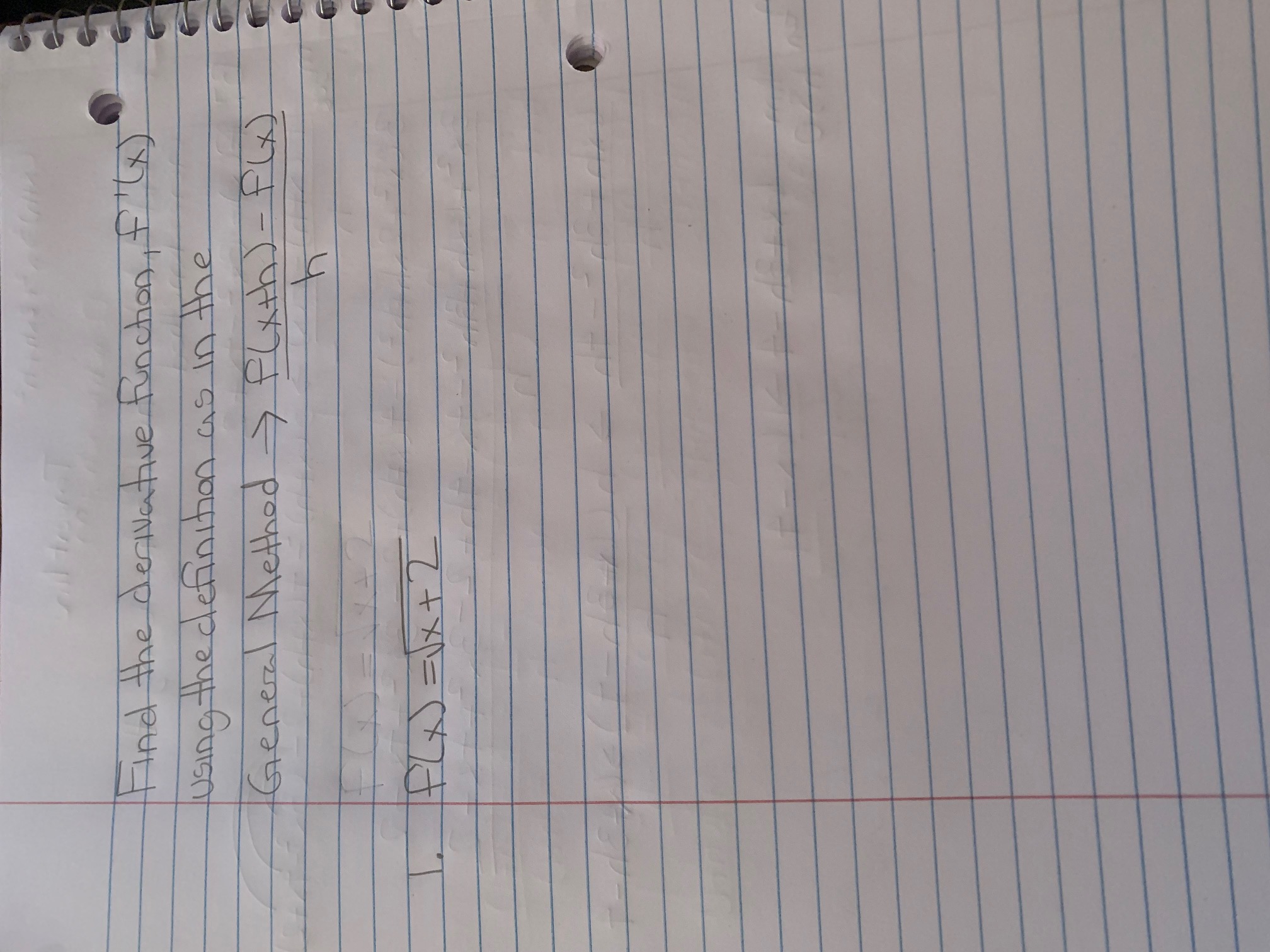 Solved Find the derivative function, f'(x)using the | Chegg.com