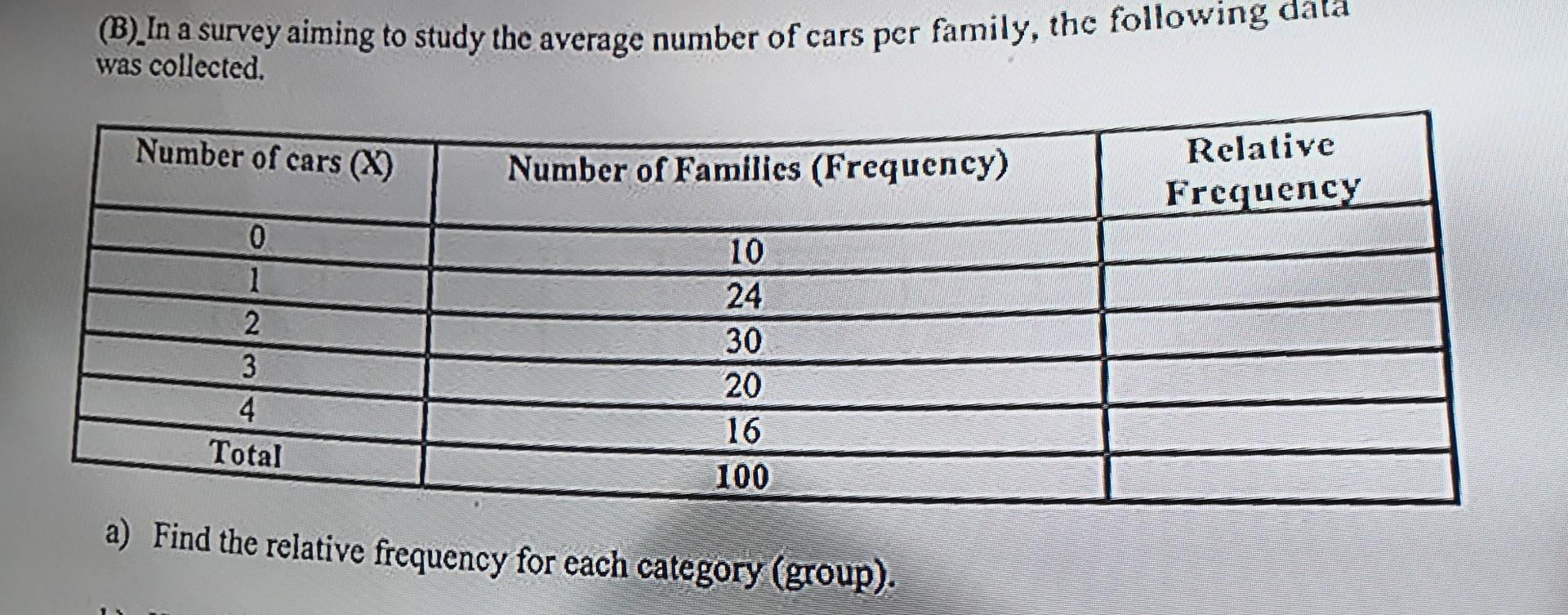 Solved (B). In a survey aiming to study the average number | Chegg.com