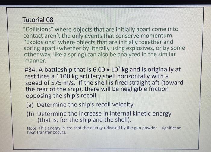 Solved "Collisions" where objects that are initially apart | Chegg.com