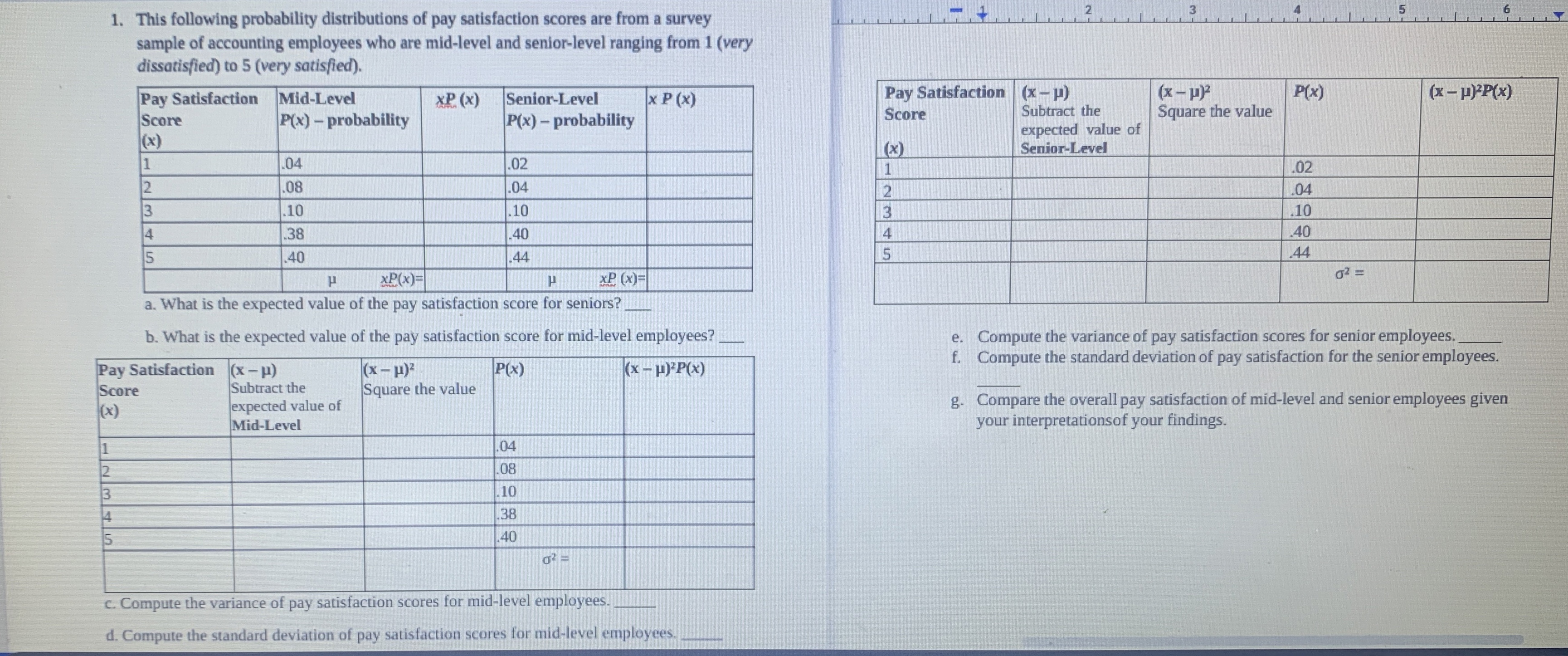Solved This following probability distributions of pay | Chegg.com