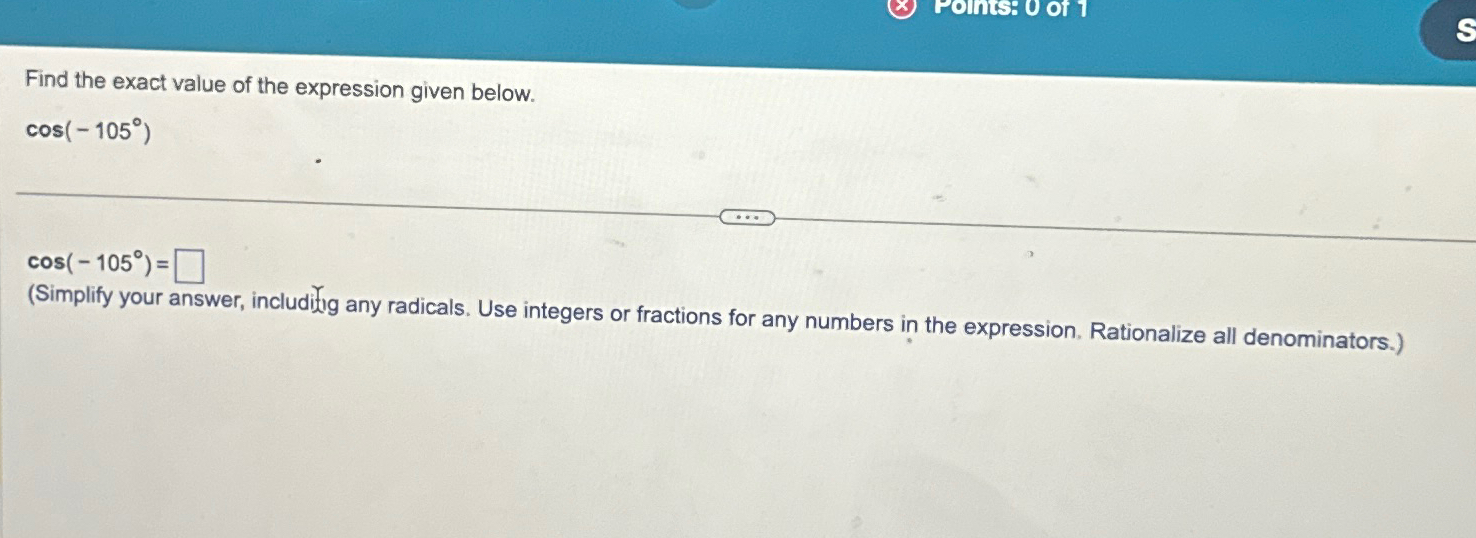 Solved Find the exact value of the expression given | Chegg.com