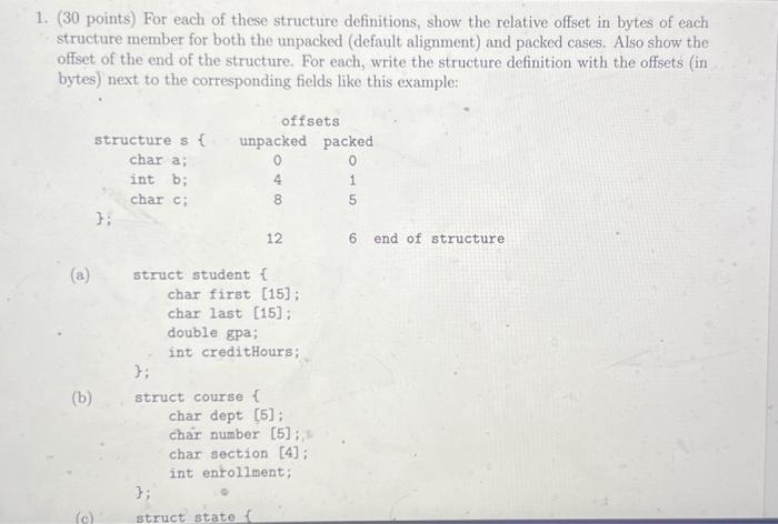 Solved 1. ( 30 points) For each of these structure | Chegg.com