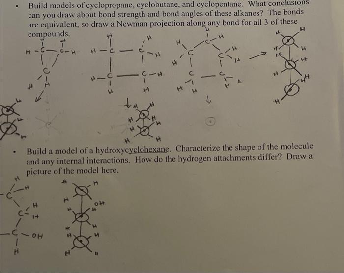 Solved . Build models of cyclopropane, cyclobutane, and | Chegg.com