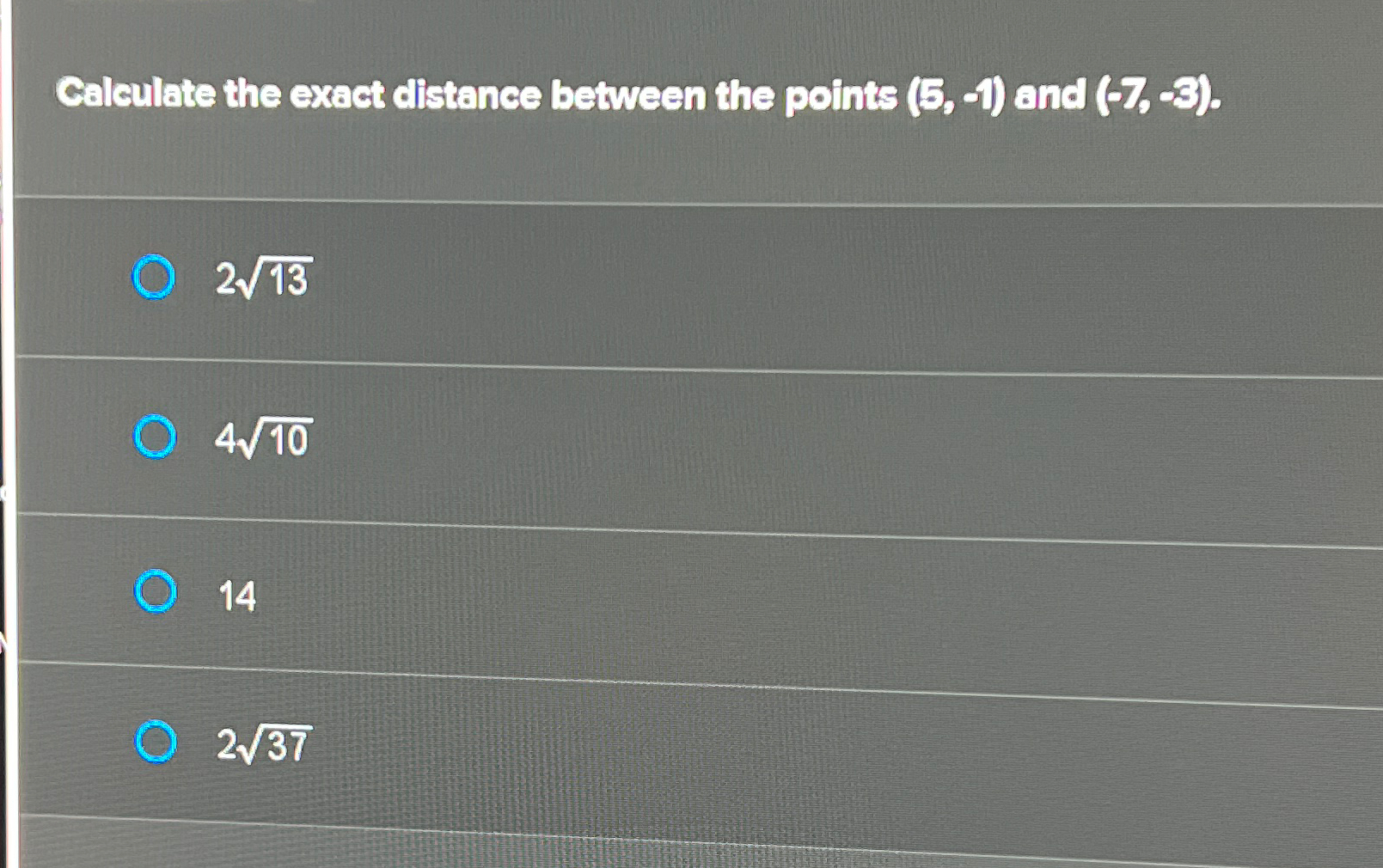 Solved Galculate the exact distance between the points | Chegg.com