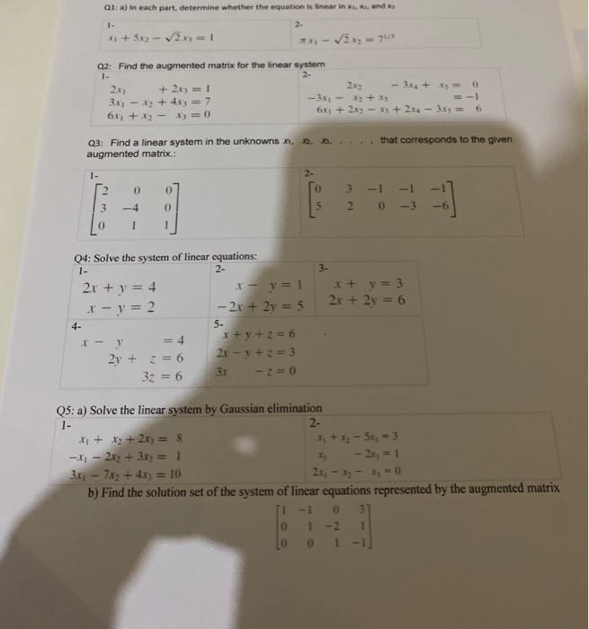 Solved Q1: a) in each part, determine whether the equation | Chegg.com