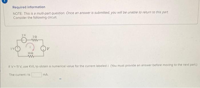 Solved Required information NOTE: This is a mult-part | Chegg.com