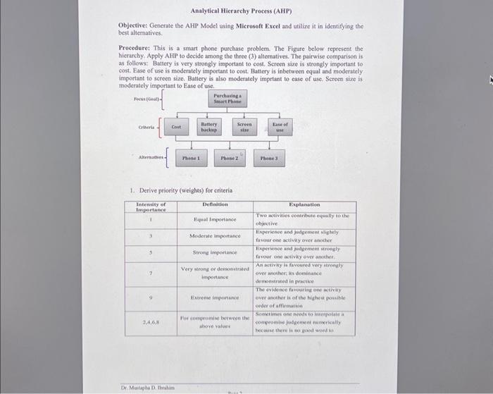 Solved LabN0:3 Application of Analytical Hierarchy Process | Chegg.com
