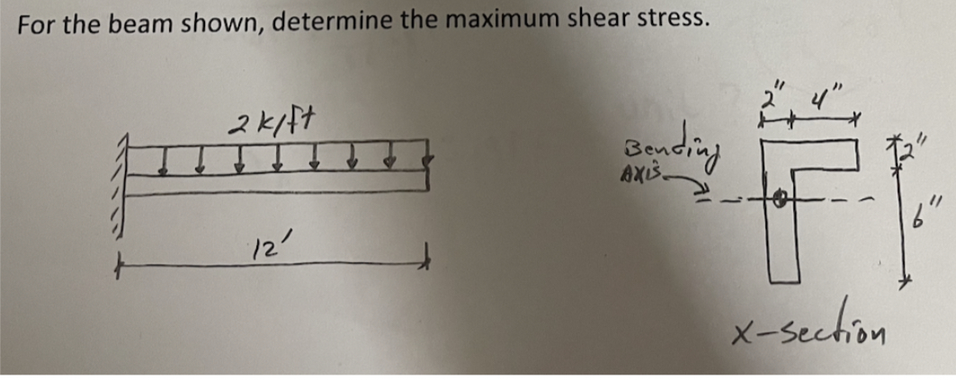 Solved For the beam shown, determine the maximum shear | Chegg.com
