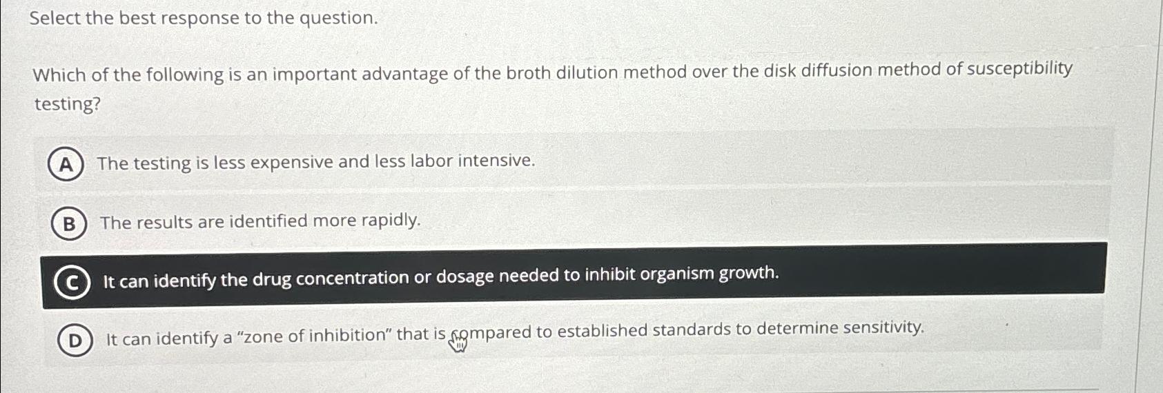 Solved Select the best response to the question.Which of the | Chegg.com