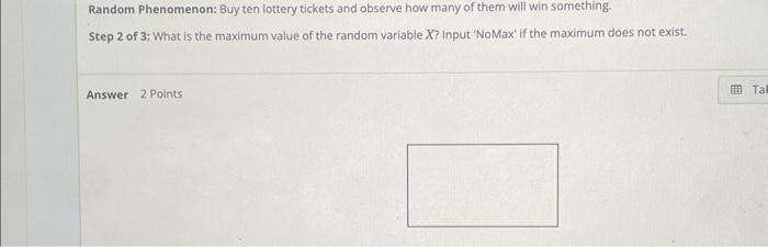 Solved Random Phenomenon: Buy ten lottery tickets and | Chegg.com