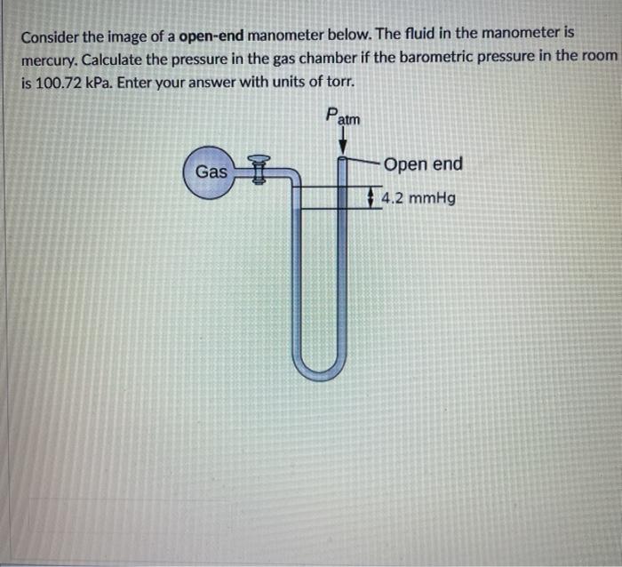 Solved Consider the image of a open-end manometer below. The | Chegg.com
