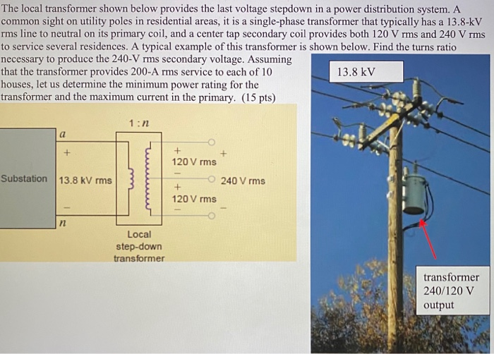 Solved The local transformer shown below provides the last | Chegg.com