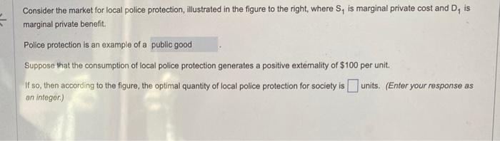 Solved Consider the market for local police protection, | Chegg.com