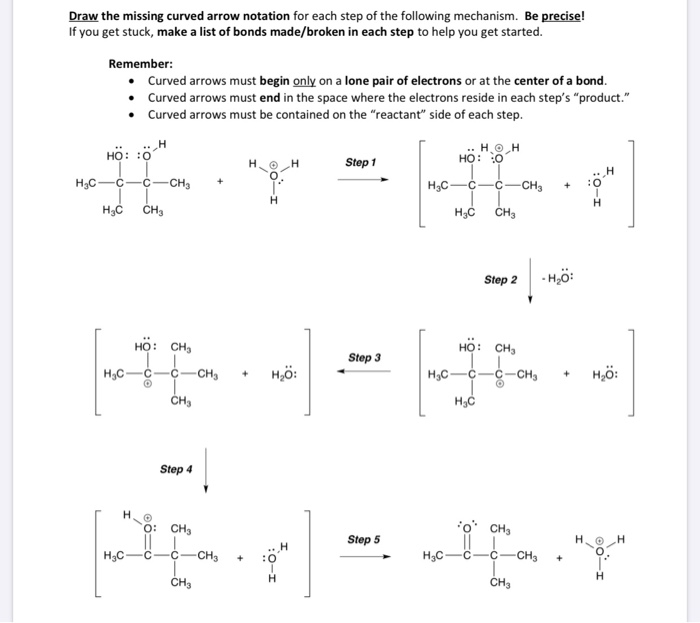 Solved Draw the missing curved arrow notation for each step | Chegg.com