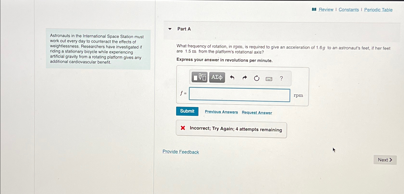 Solved Review I Constants I Periodic TableAstronauts in the | Chegg.com