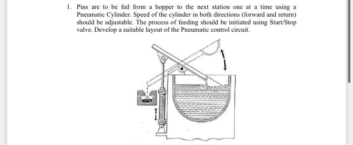Solved 1. Pins are to be fed from a hopper to the next | Chegg.com