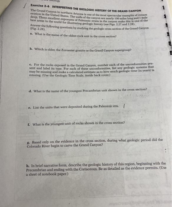 Solved Exercise 2-6 INTERPRETING THE GEOLOGIC HISTORY OF THE | Chegg.com
