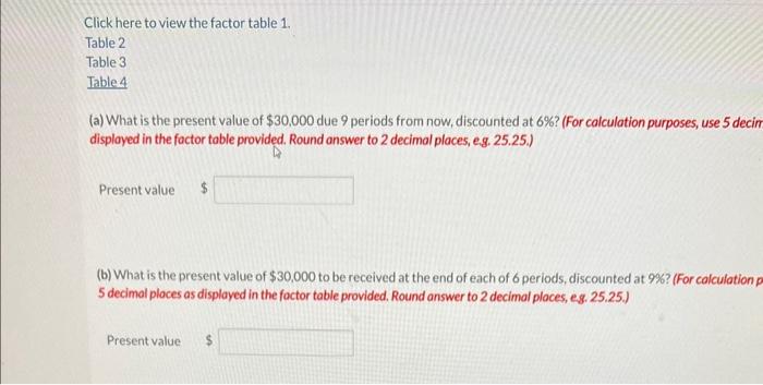 Solved Click here to view the factor table 1 . Table 2 Table | Chegg.com