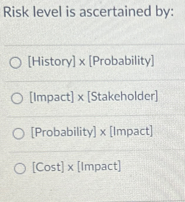 Solved Risk level is ascertained by:[History] ﻿x | Chegg.com