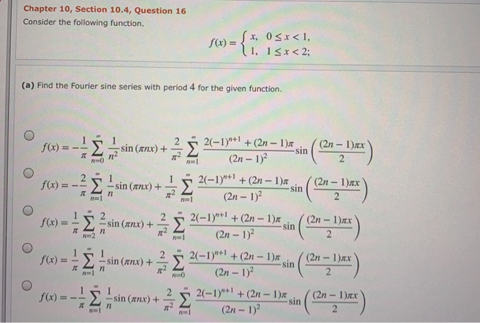 Solved Chapter 10, Section 10.4, Question 16 Consider the | Chegg.com