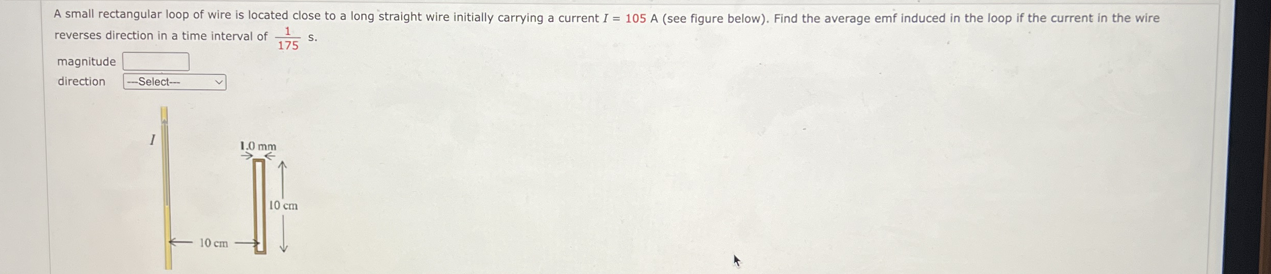 Solved A small rectangular loop of wire is located close to | Chegg.com