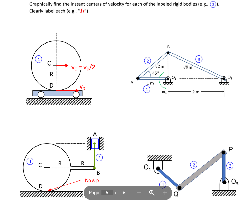 Solved Graphically find the instant centers of velocity for | Chegg.com