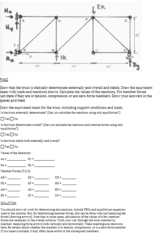 Solved =1NDShow that the truss is statically determinate | Chegg.com