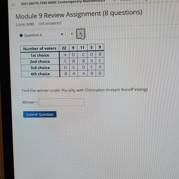 Solved 2051.MATH.1332.W50C Contemporary Module 9 Review | Chegg.com