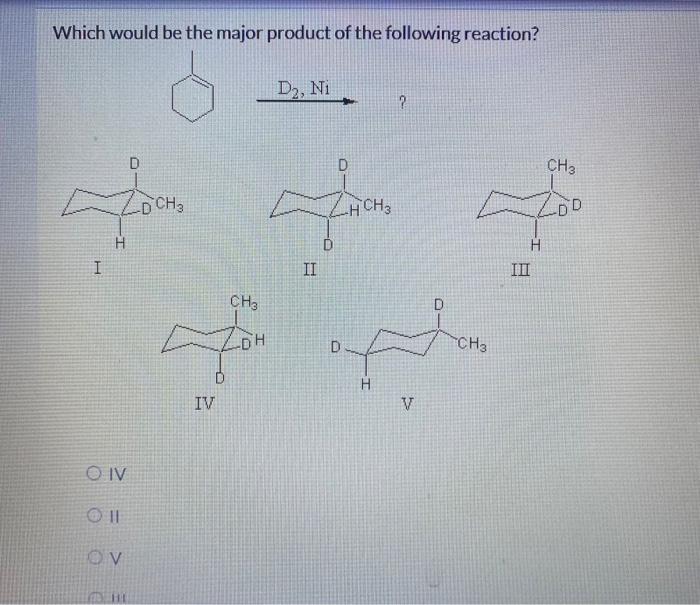 Solved Which would be the major product of the following | Chegg.com